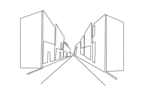 Premium Vector Single One Line Drawing Modern City Skyline City