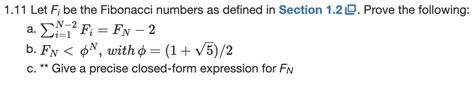 Solved Let F Be The Fibonacci Numbers As Defined In Chegg