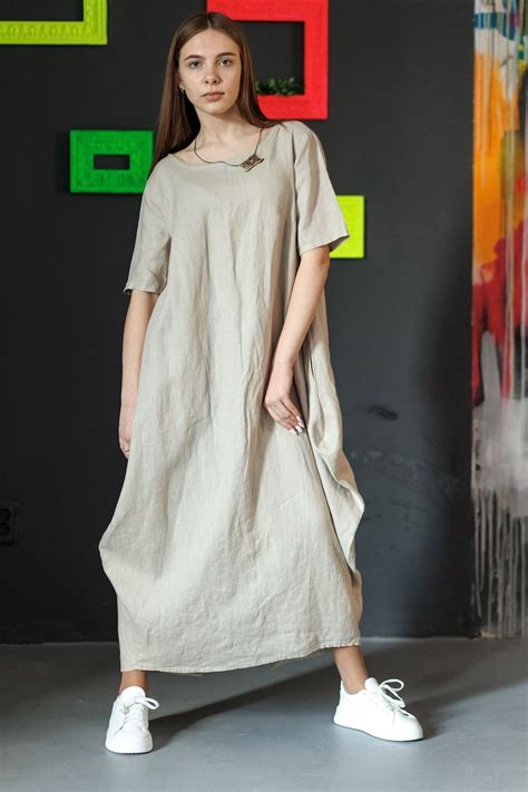 Maxi Dress Black Dress Linen Casual Dress Plus Size Dress Linen