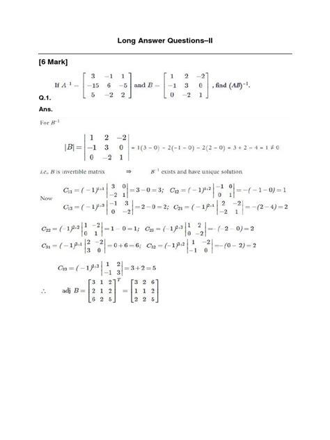 Long Answer Type Questions Part 4 Pdf Matrix Mathematics Theoretical Physics