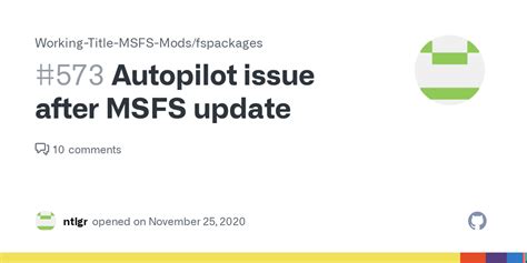 Autopilot Issue After Msfs Update Issue Working Title Msfs Mods Fspackages Github