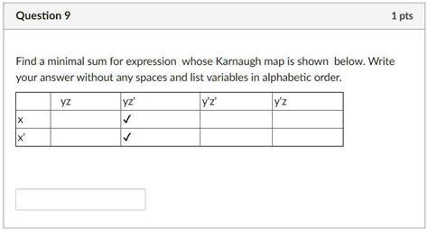 SOLVED Question 9 1 Pts Find Minimal Sum For Expression Whose Karnaugh
