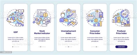 Economic Indicators Onboarding Mobile App Screen Stock Illustration Download Image Now
