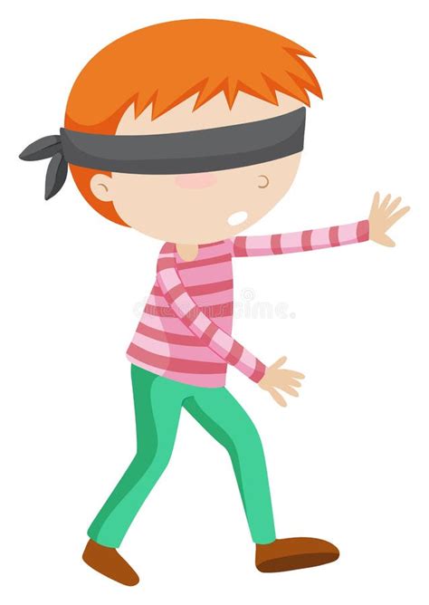 Camminata Bendata Gli Occhi Ragazzo Da Solo Illustrazione Vettoriale