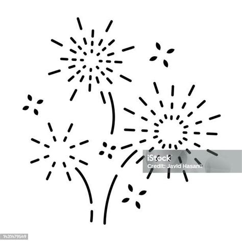Icône De Ligne De Feu Dartifice Signe Vectoriel De Contour Pictogramme