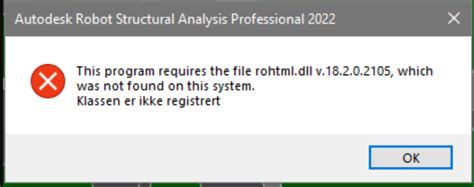 this program requires the file rohtml dll v xx x x xxxx which was not