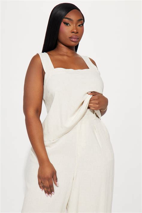 Lory Linen Pant Set Oatmeal Fashion Nova