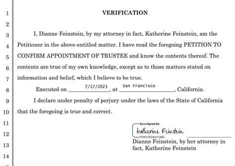 Sen Dianne Feinsteins Daughter Has Power Of Attorney Over Her