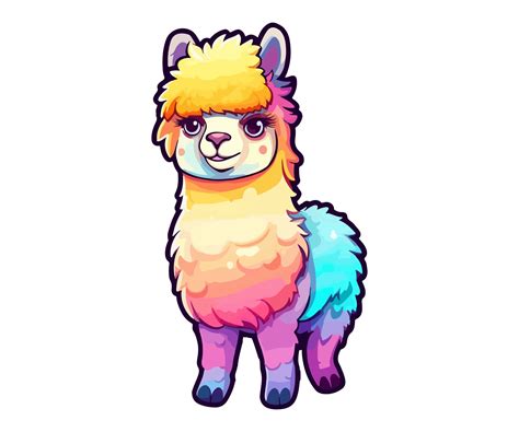 Colorful Alpaca Logo Llama Sticker Pastel Cute Colors 26158762 Png