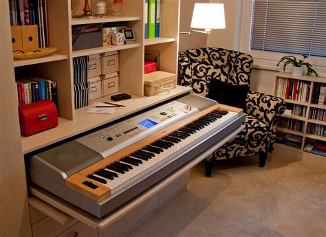 Desk With Piano Keyboard Drawer Coralee Hazel
