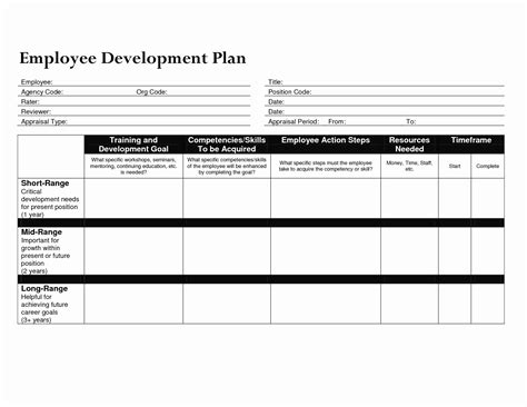 Professional Development Plan Template For Employees