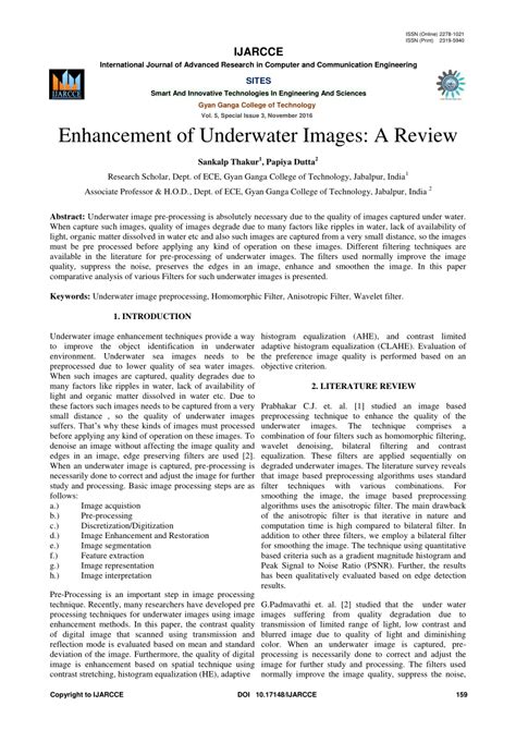PDF Enhancement Of Underwater Images A Review