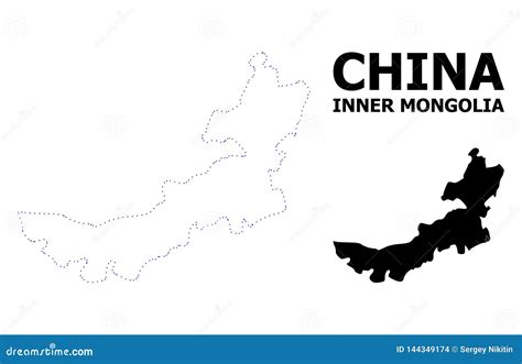 Vector Contour Dotted Map Of Inner Mongolia With Caption Stock Vector