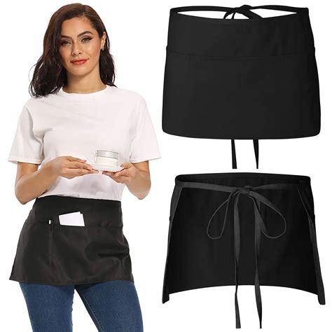 2pcs Black Waiter Aprons Catering Baking Bar Hotel Waiter Kitchen Home