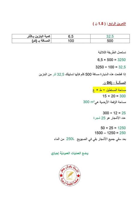 النموذج التجريبي رقم 03 في الرياضيات للسنة الخامسة ابتدائي 2021