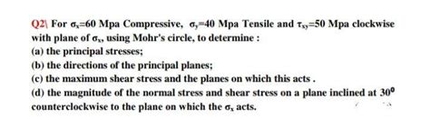 Solved Q2 For 0x 60 Mpa Compressive 6 40 Mpa Tensile And