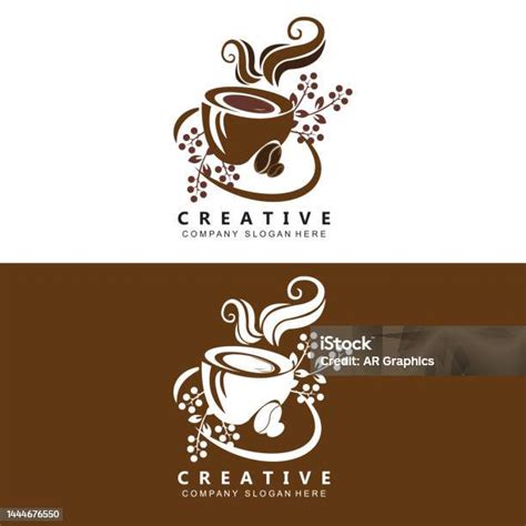 Vektor Logo Kopi Simbol Minuman Kafein Dengan Desain Warna Coffee Brown