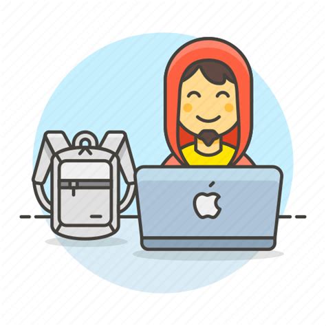 laptop coding hacker attack malware male backpack icon download