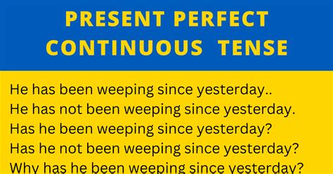 Present Perfect Continuous Tense Definition Rules Examples