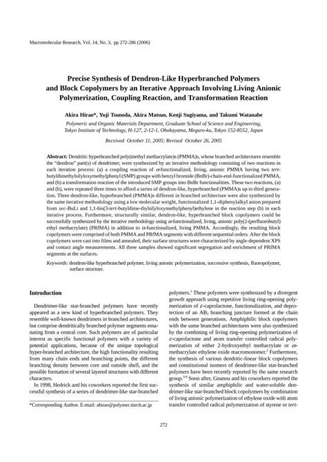 Pdf Precise Synthesis Of Dendron Like Hyperbranched Polymers Dokumentips