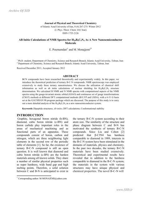 Ab Initio Calculations Of Nmr Spectra For H20b4c9n4 As A New