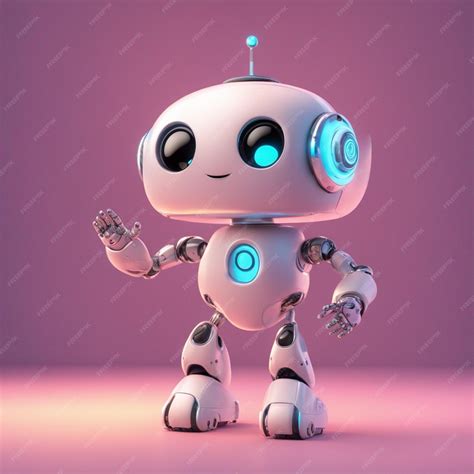 Premium Photo Cute Robot Waving Hand With A Smile Over Minimal Background Wallpaper Ai Generated