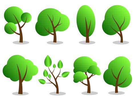 Black Branch Tree Or Naked Trees Silhouettes Set Hand Drawn Isolated Illustrations