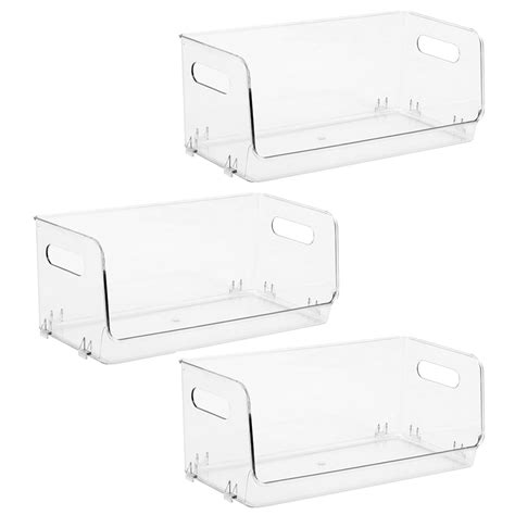 Plastic Organizer Bins Large 2 Pack Clear Multi Use Organizer