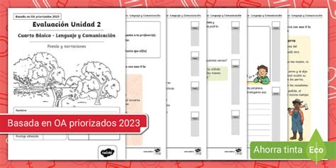 Evaluación Unidad 2 Cuarto Básico Lenguaje Comunicación