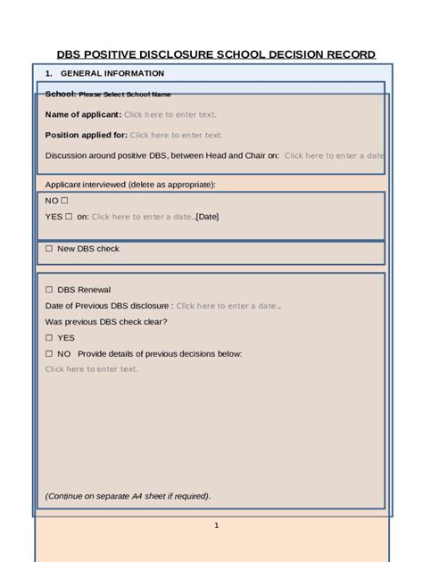 Dbs Positive Disclosure School Decision Record Electronic Doc Template Pdffiller