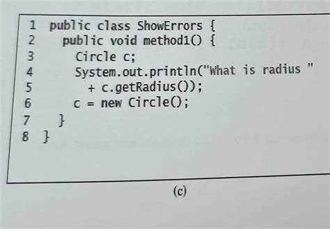 Solved Public Class Showerrors Public Void Methodio Circle