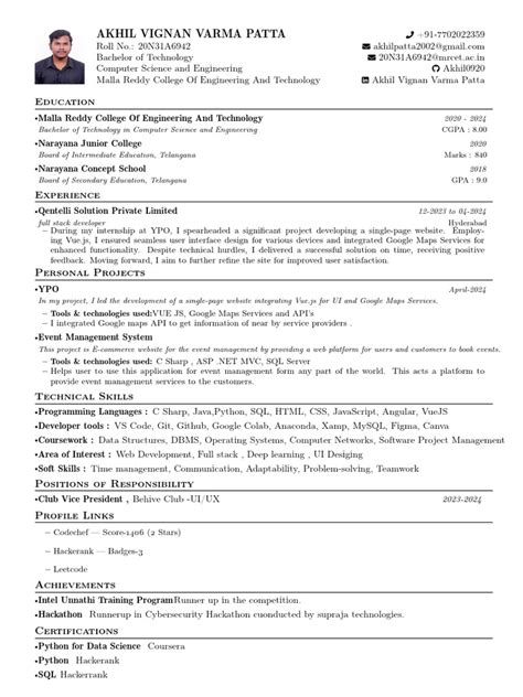 akhil new resume pdf web development software