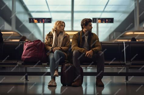 Premium Ai Image Passenger Couple Waiting For Delayed Flight