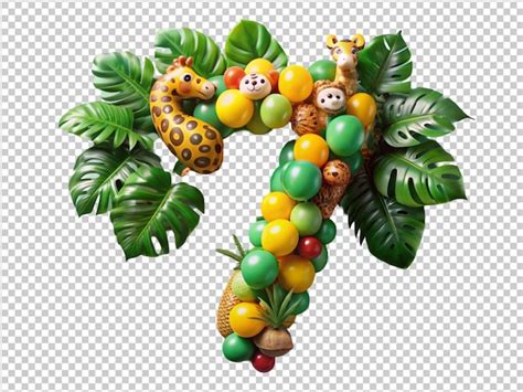 Number Seven Made Of Jungle Textured Balloon Premium Ai Generated Psd