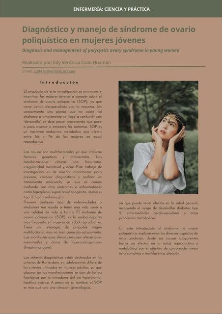 Diagnóstico y Manejo de Síndrome de Ovario Poliquístico EDY VERONICA CCALLO HUAMAN uDocz