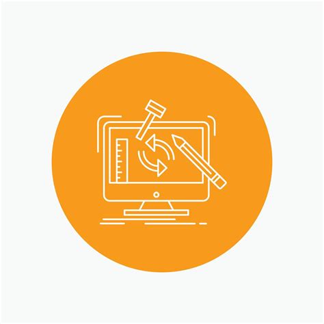 Engineering Project Tools Workshop Processing White Line Icon In Circle Background Vector