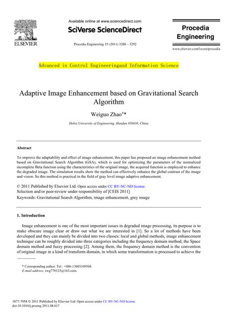 Pdf Adaptive Image Enhancement Based On Gravitational Search Algorithm