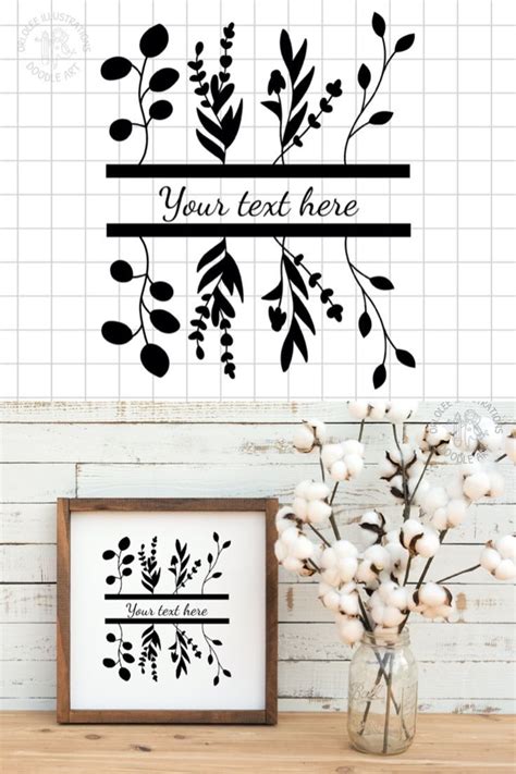 Floral Split Monogram Svg Wedding Monogram Flower Border SVG Instant