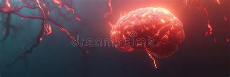 Scientific Depiction Showing Glowing Neuron Pathways Electrical Pulses Brain Nervous System