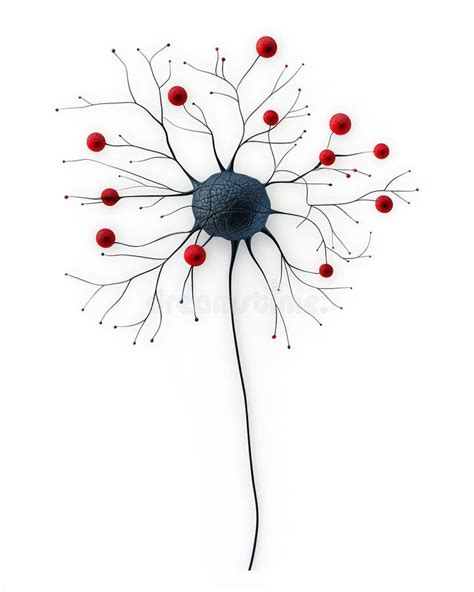 3d Model Of A Neuron With Red Dendrites And A Central Cell Body
