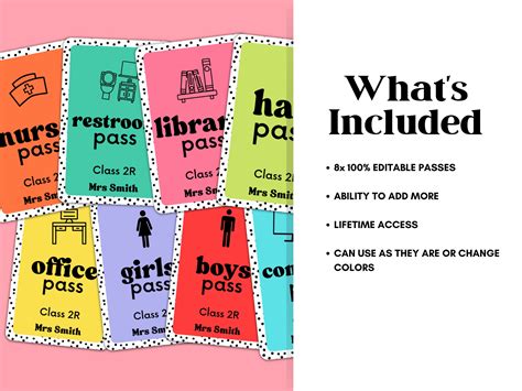 Classroom Hall Pass Canva Templates Passes Bathroom Restroom