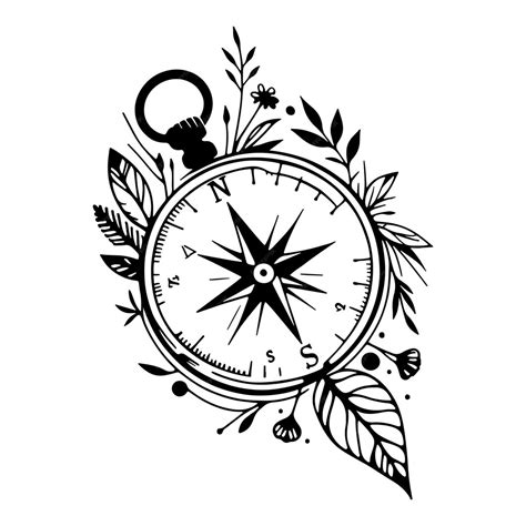 Compass With Nature Elementsa Premium Ai Generated Vector
