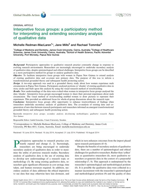 Pdf Interpretive Focus Groups A Participatory Method For Interpreting And Extending Secondary