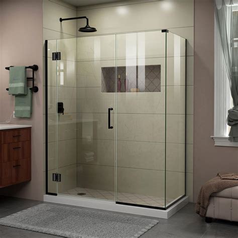 Dreamline Unidoor X 48 In X 72 In H Frameless Corner Hinge Shower Enclosure In Satin Black