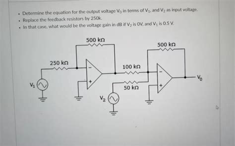 Solved Determine The Equation For The Output Voltage V0 In