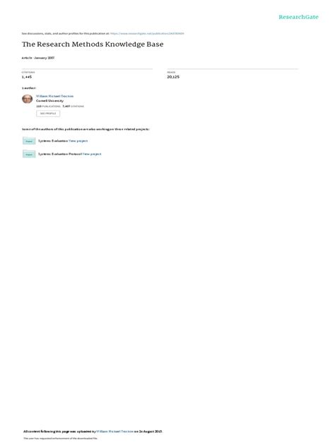 The Research Methods Knowledge Base Pdf Data Analysis Statistics
