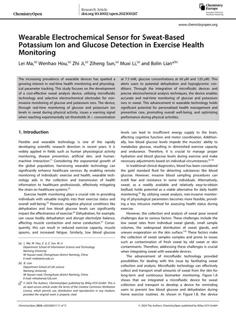 Pdf Wearable Electrochemical Sensor For Sweat Based Potassium Ion And