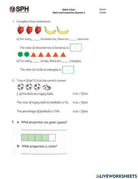 Ratio And Proportion Quiz Grade Worksheet Live Worksheets 41 Off