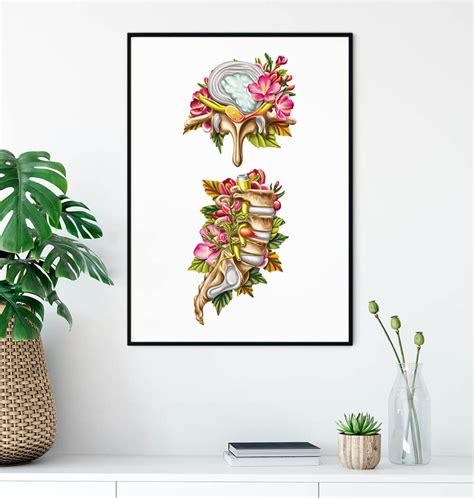 Floral Herniated Disc Anatomy Art Print Codex Anatomicus