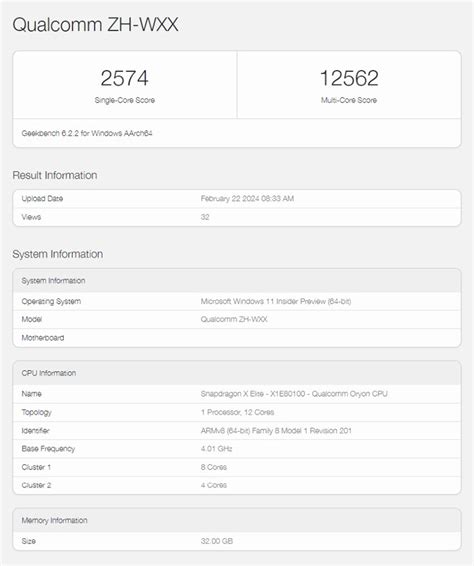 Chip Snapdragon X Elite C A Qualcomm L Hi U N Ng N T Ng Tr N Geekbench